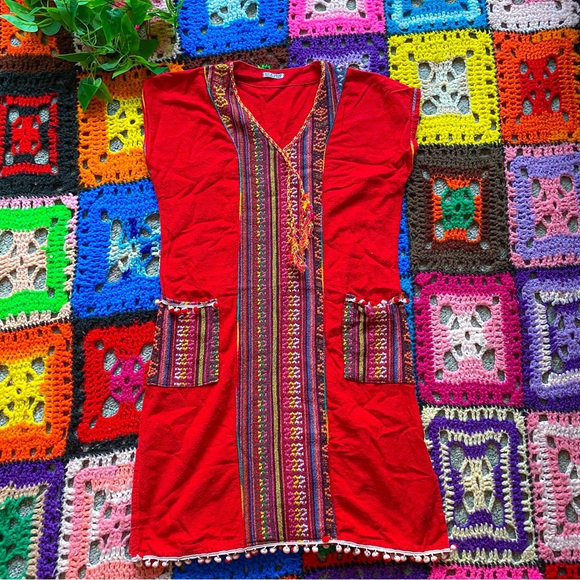 Dresses | Red Sarapetrimmed Mini Dress | Poshmark